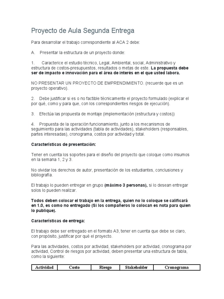 Proyecto de Aula Segunda Entrega | PDF