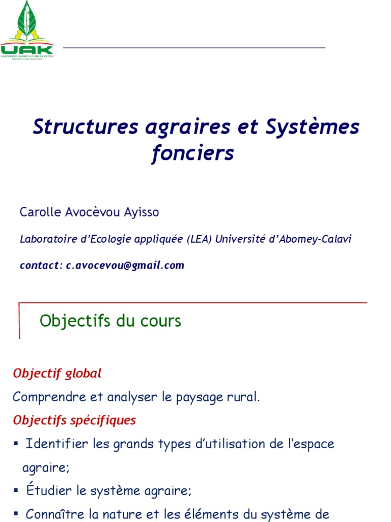 COURS Structure Agraire-1 | PDF | Agriculture | Rotation culturale