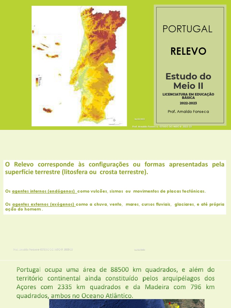 Portugal: O Relevo | PDF | Açores | Terreno