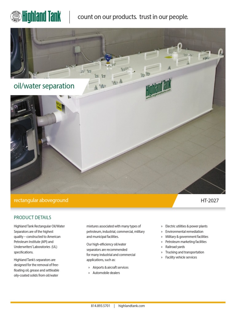 Y - LIT - Aboveground Rectangular Oil Water Separators | PDF | Pump | Effluent