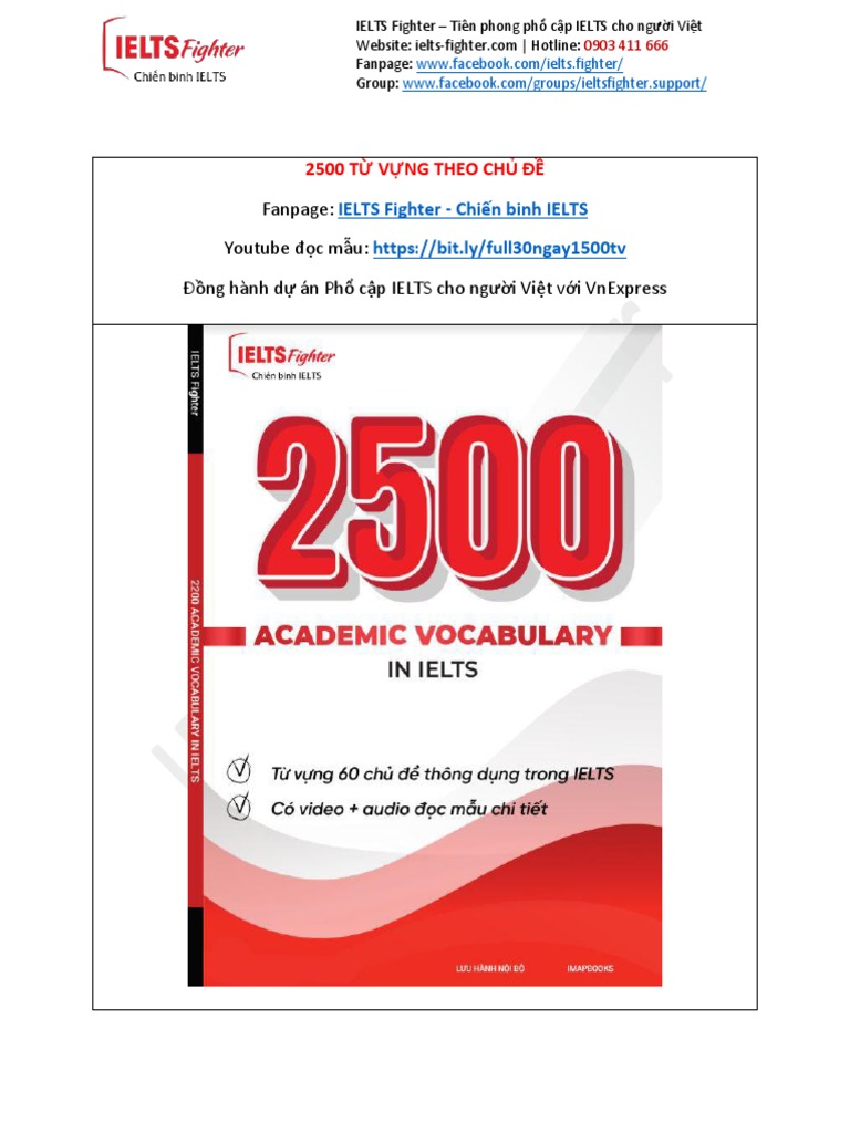 2500 từ vựng IELTS hay gặp - IELTS Fighter | PDF