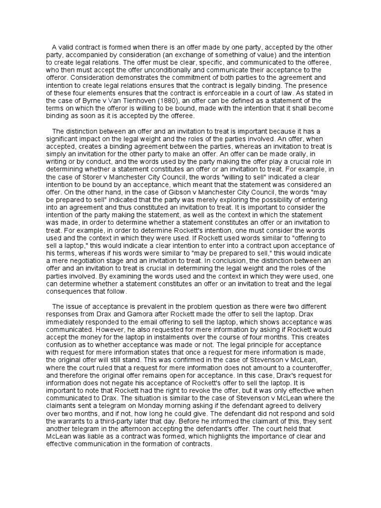 Contract Law Tutorial | PDF | Offer And Acceptance | Common Law Contract Law Tutorial | PDF | Offer And Acceptance | Common Law