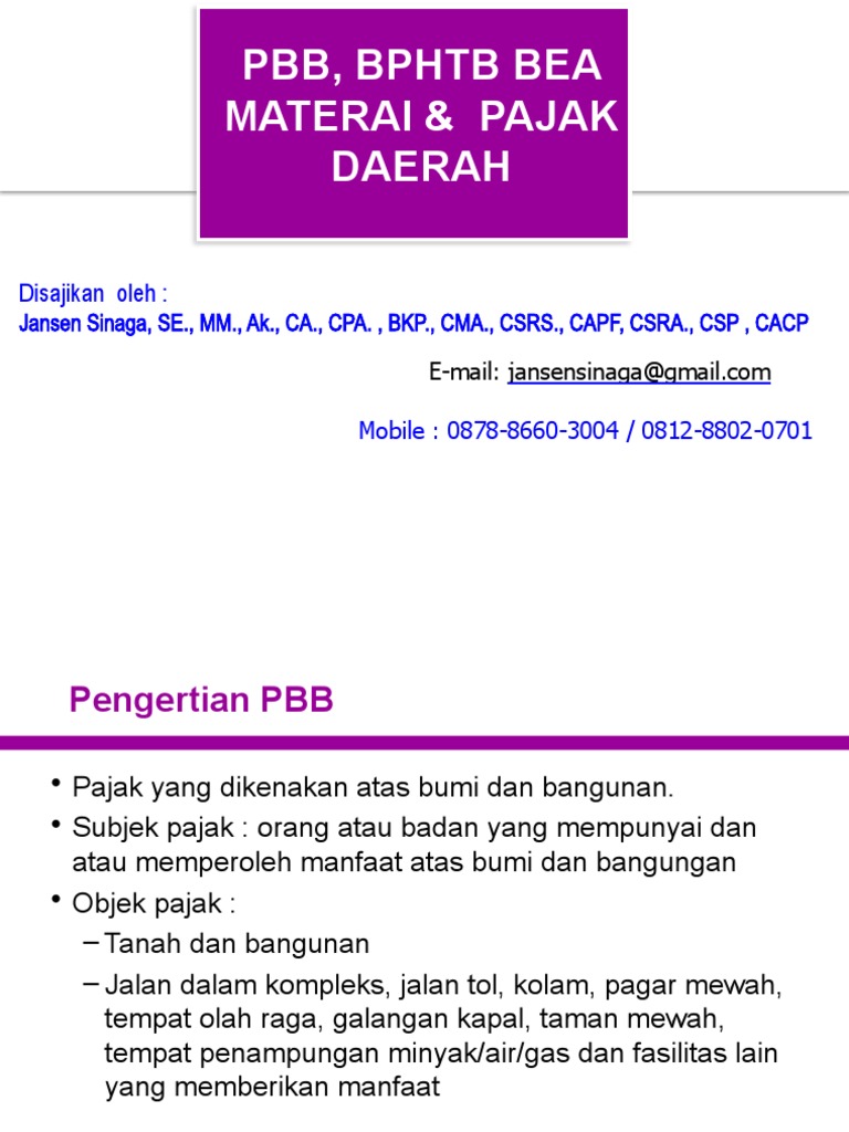 PBB Dan BPHTB Bea Materai Pajak Daerah 05022022 | PDF
