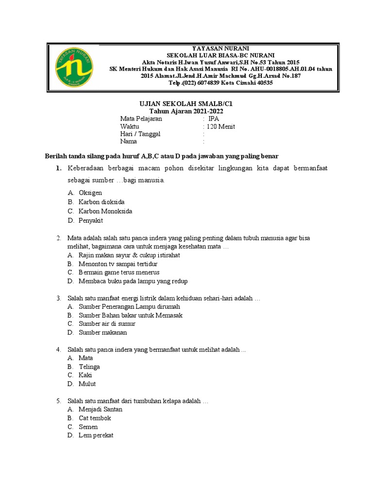 Soal Ipa Smalb Us | PDF