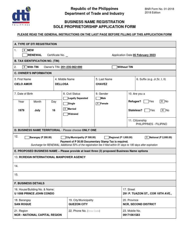 Undertaking DTI 2023 | Download Free PDF | Identity Document | Business
