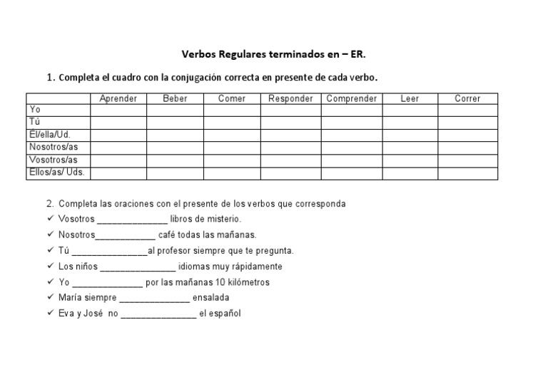 Verbos Regulares Er | PDF