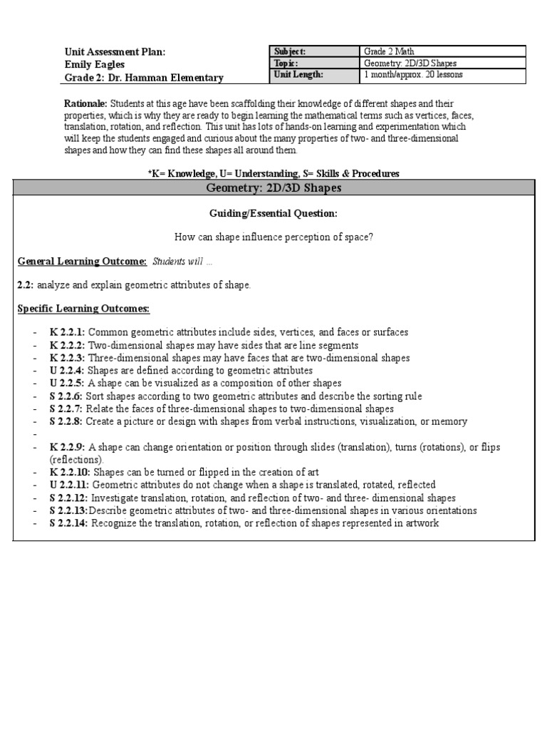 Grade 2 Geometry: 2D/3D Shapes Unit | PDF | Shape | Geometry