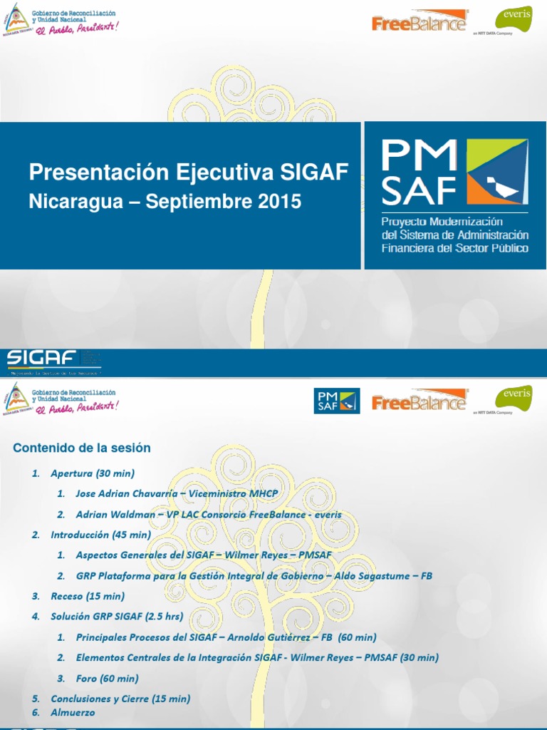 1 Presentacion Ejecutiva SIGAF - PMSAF | PDF | Presupuesto | Contabilidad