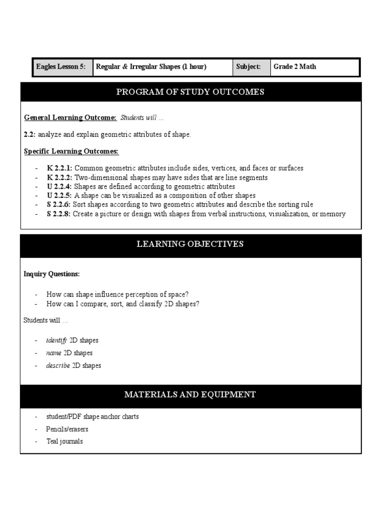 Grade 2 Math: Regular & Irregular Shapes | PDF | Shape | Polygon