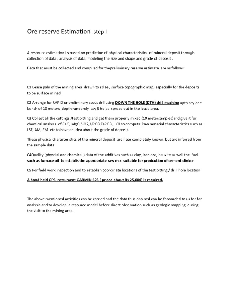 Ore Reserve Estimation | PDF