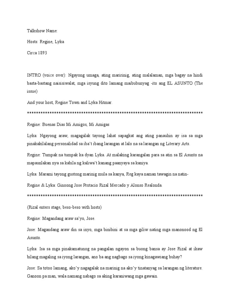 Talkshow Script | PDF