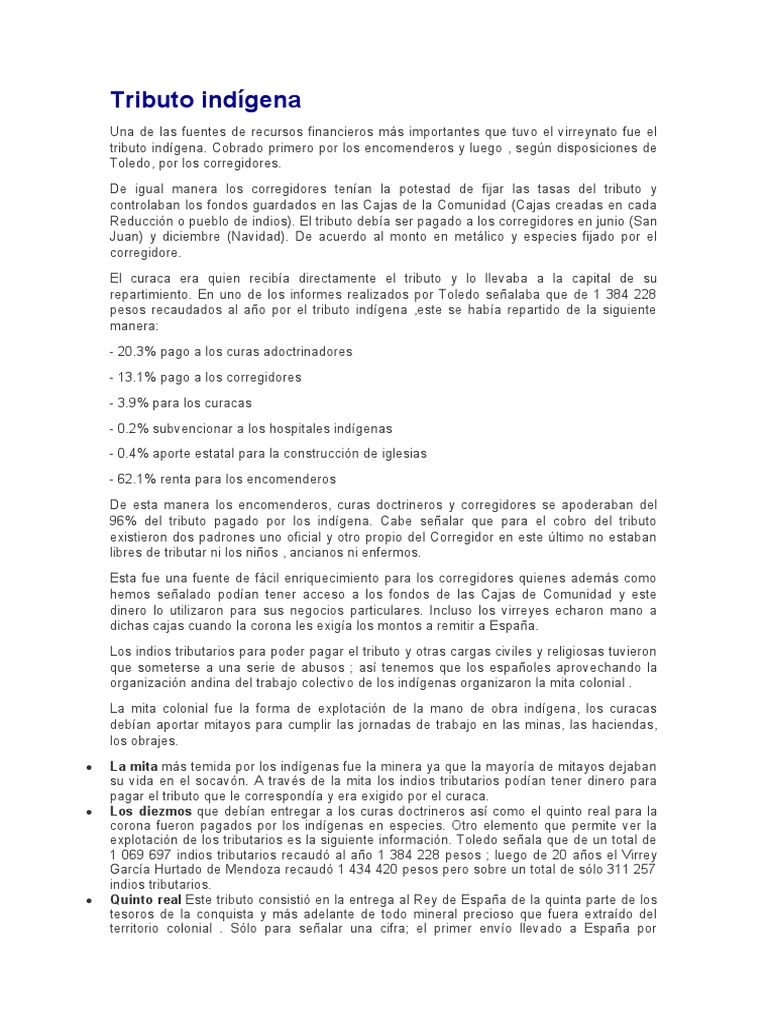 Tributo Indigena | PDF