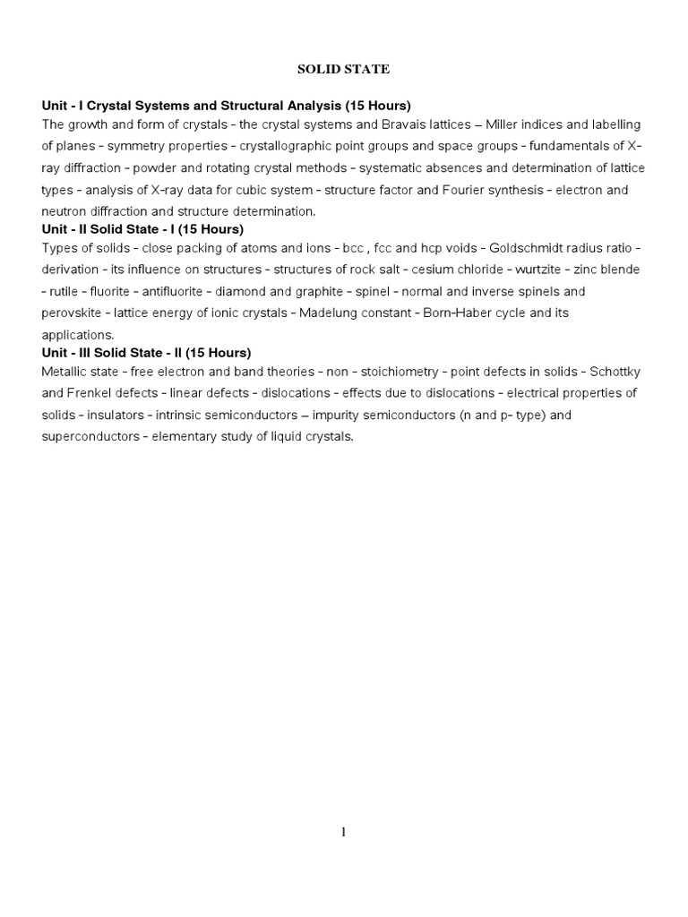 Solid State Unit II | PDF | Solvation | Crystal Structure