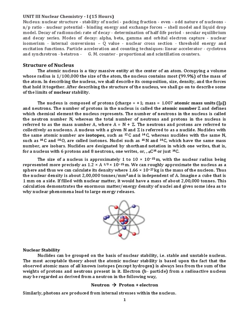UNIT III Nuclear Chemistry | PDF | Atomic Nucleus | Nuclear Physics