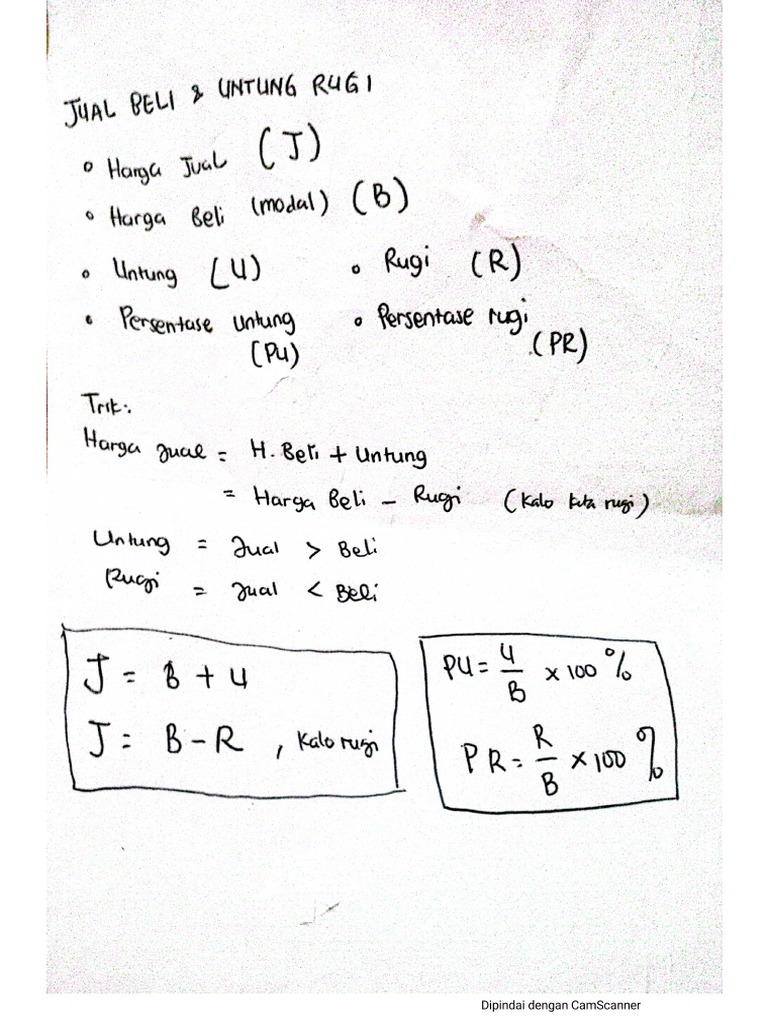 Catatan Rumus Untung Dan Rugi | PDF
