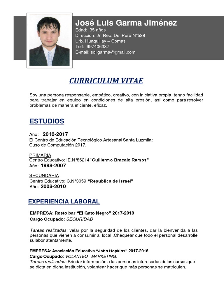 CV. José Garma ACTUALIZADO | PDF | Crecimiento personal y profesional ...