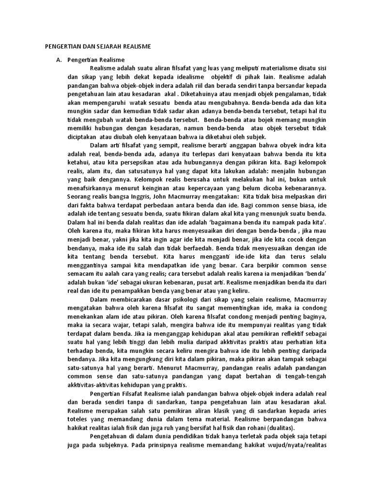 Pengertian Dan Sejarah Realisme | PDF