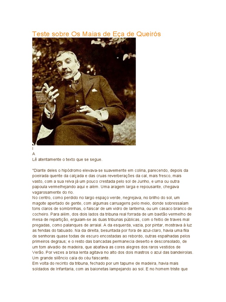 Exercícios sobre "Os Maias" de Eça de Queirós | PDF