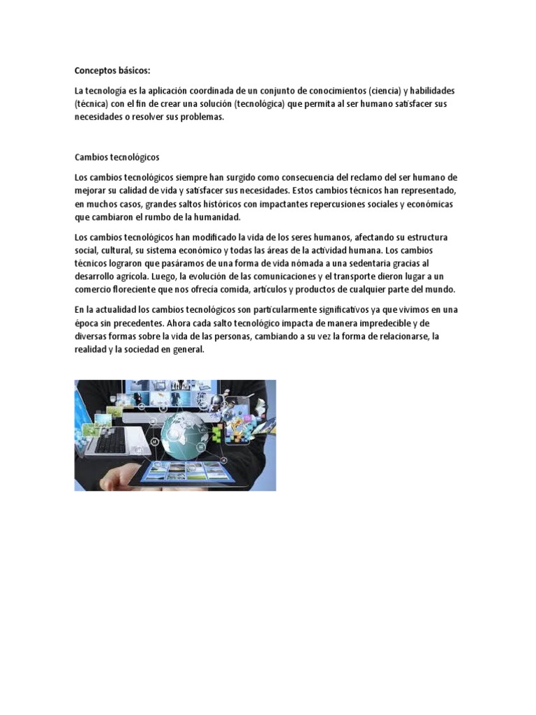 Conceptos Básicos Cambios Tecnológicos | PDF | Sociedad | Realidad virtual