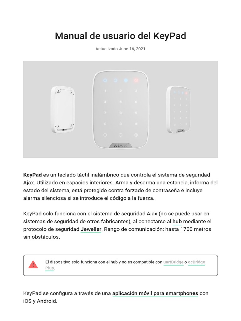 Manual de Usuario Del KeyPad | PDF | Contraseña | Teclado