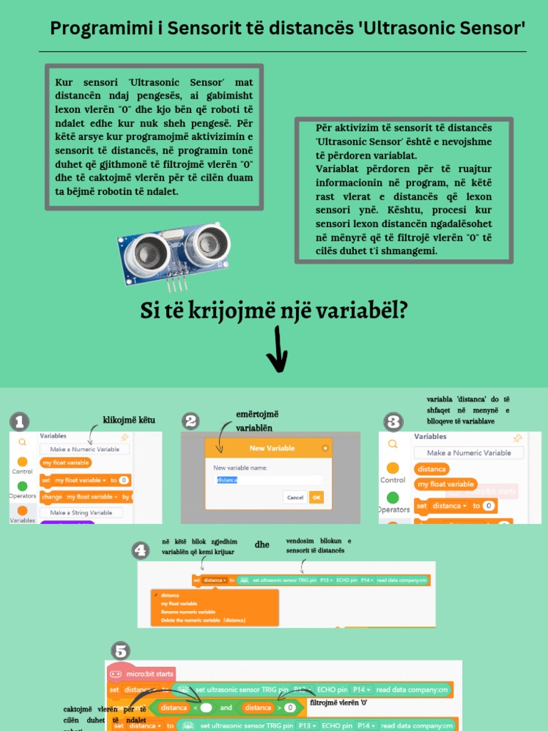 Programimi I Sensorit Të Distancës - Ultrasonic Sensor | PDF