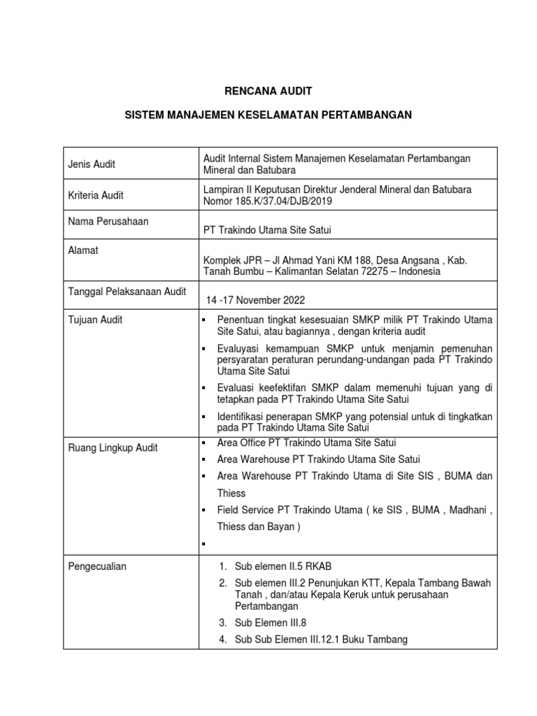 Audit SMKP PT Trakindo Utama 2022 | PDF | Bisnis | Komputer