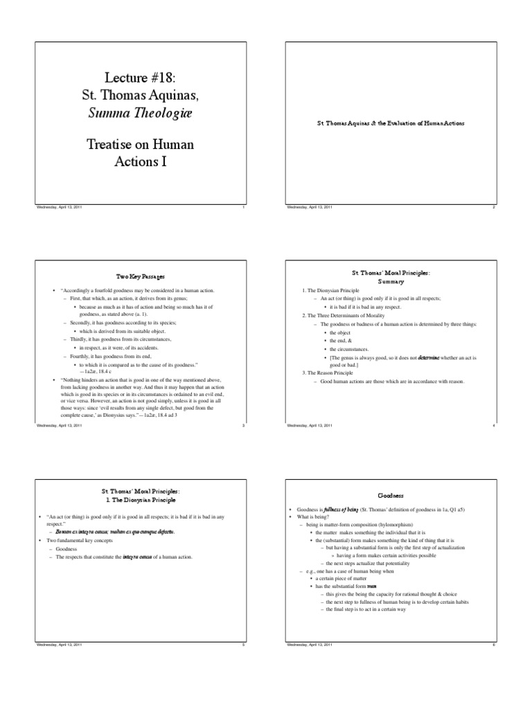 Treatise On Human Acts - ST Thomas | PDF | Reason | Thomas Aquinas