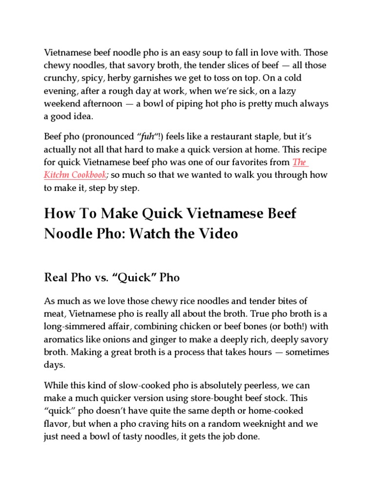 Vietnamese Beef Noodle Called Pho | PDF | Cuisine | Asian Cuisine