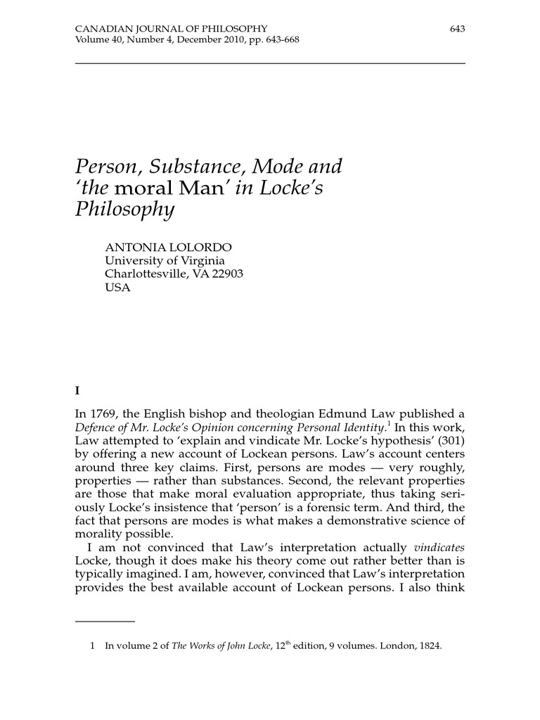 The Moral Man in Locke's Philosophy | PDF | Idea | Substance Theory