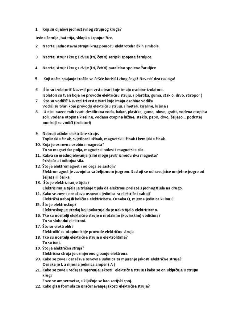 Zadatci Za Ponavljanje Fizika | PDF