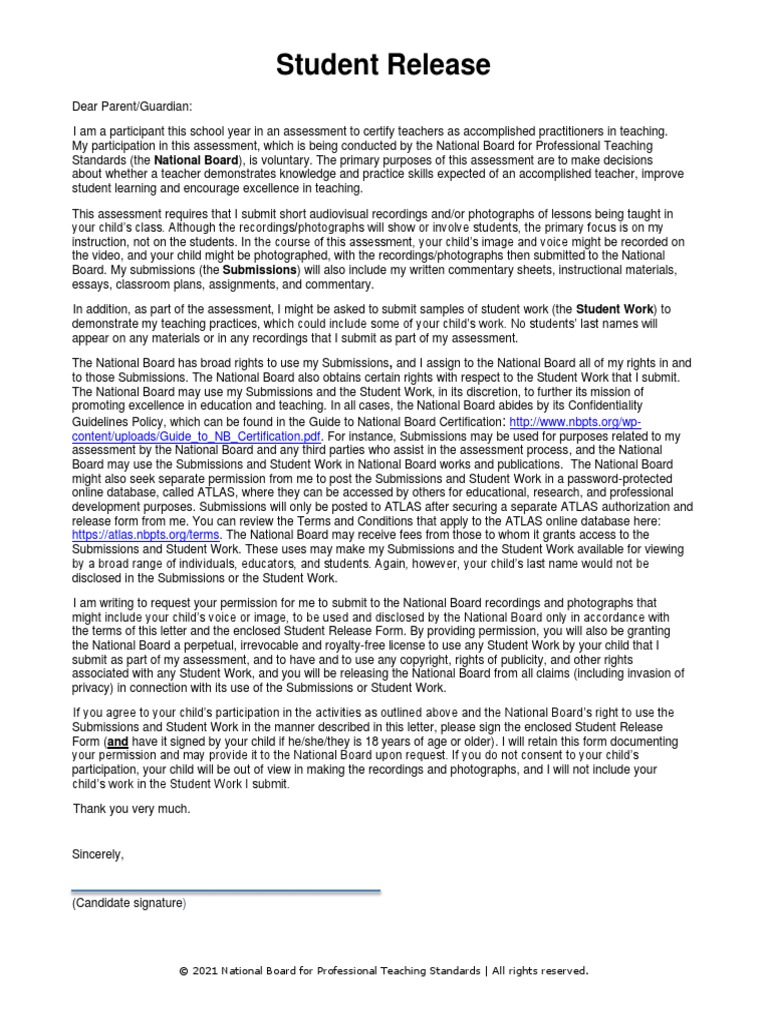 NTBC Student Release Form English | PDF | Educational Assessment | Teachers