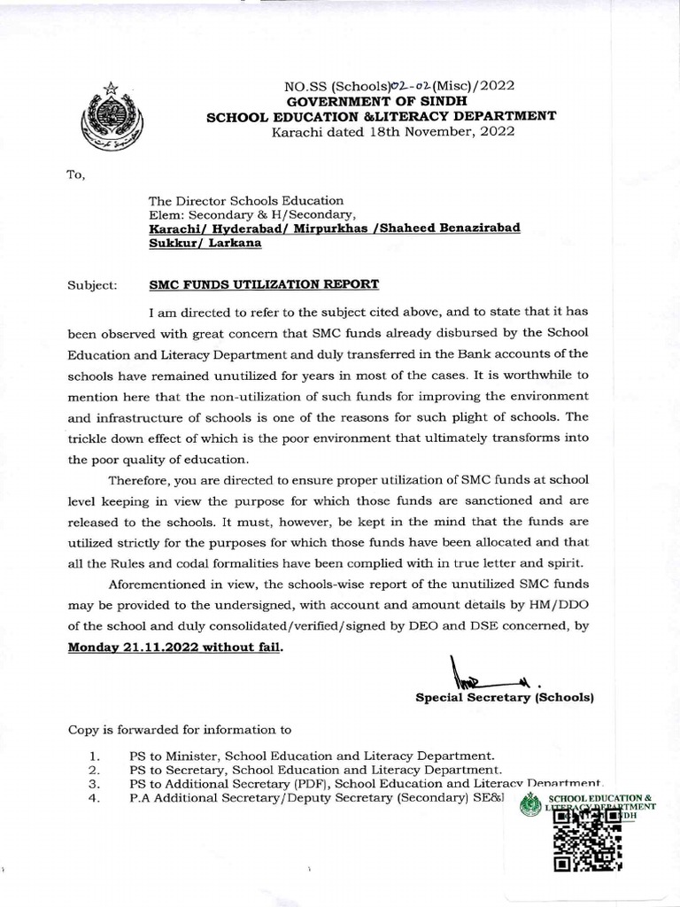 Letter For SMC Funds Utilization Report | PDF