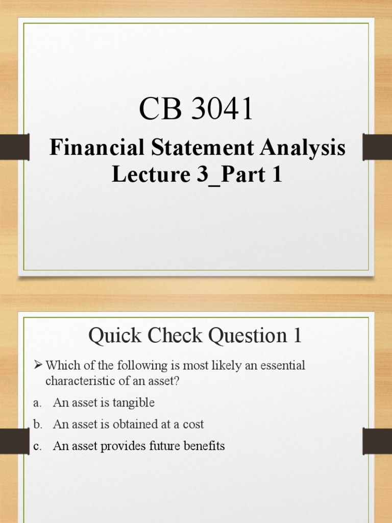 Financial Statement Analysis - Quick Check Questions | PDF ...