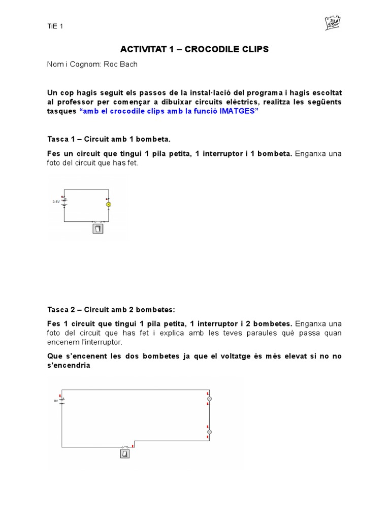 Activitat 1 - Crocodile Clips | PDF