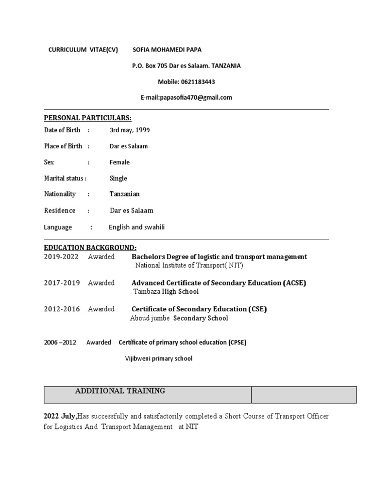 Curriculum Vit-Wps Office | Download Free PDF | Transport