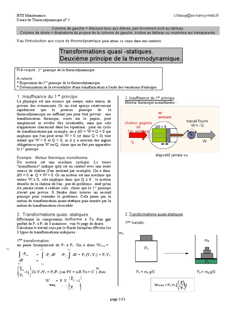 COURS5 | PDF | Entropie | Chaleur