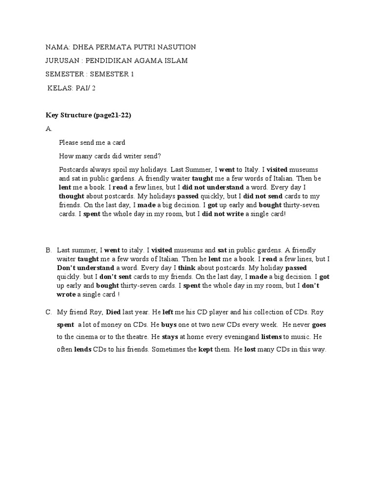 Dhea Permata Putri Nasution Lesson 3 | PDF