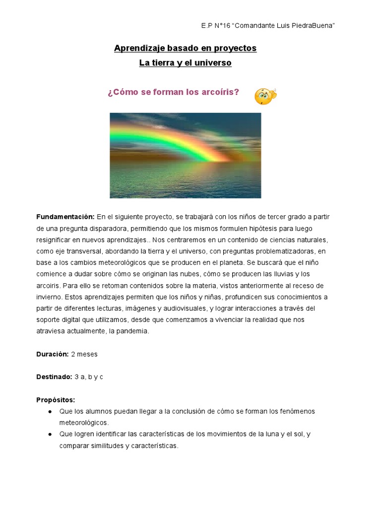 ¿Cómo Se Forman Los Arcoíris?: Aprendizaje Basado en Proyectos La ...