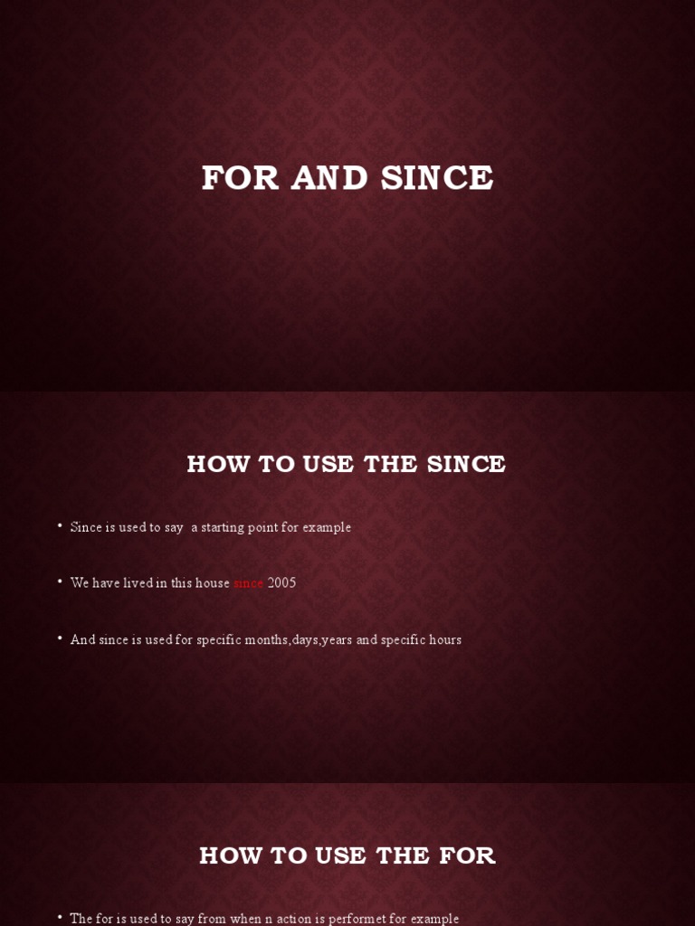For and Since | PDF