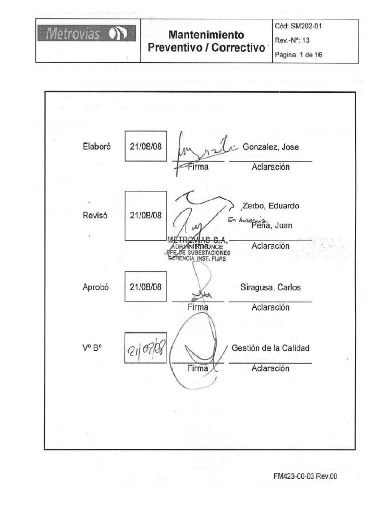 SM202-01 Rev13 Mant Preventivo y Correctivo SCAN | PDF | Material rodante | Calibración