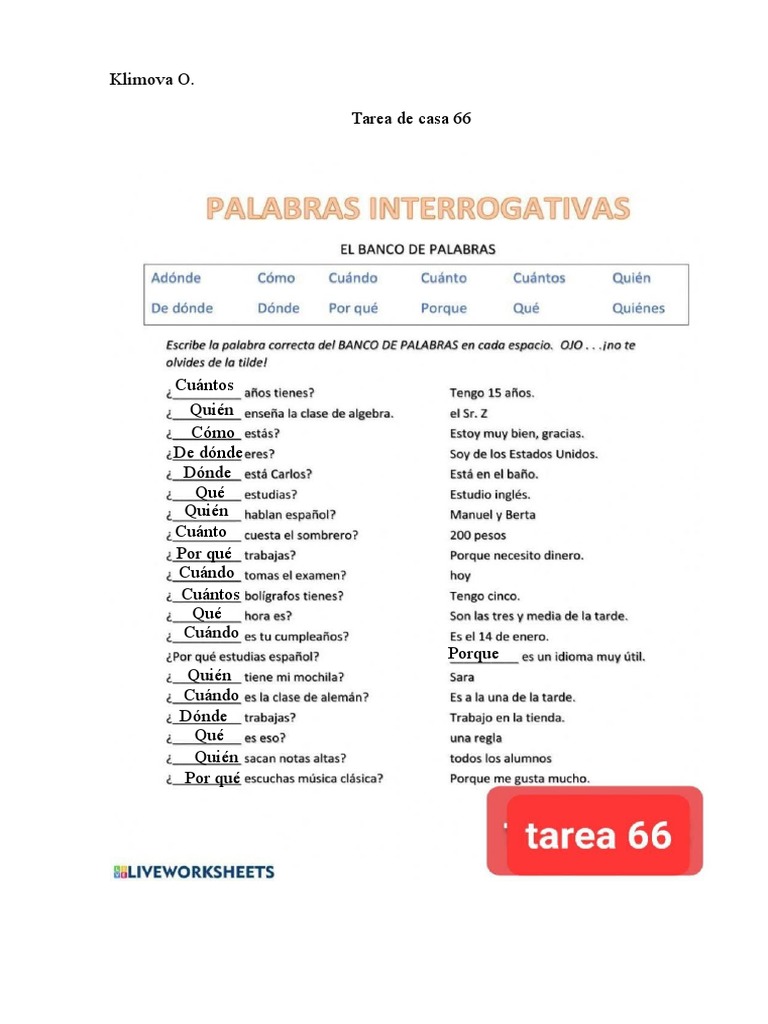 Tarea de casa 66: Preguntas clave | PDF