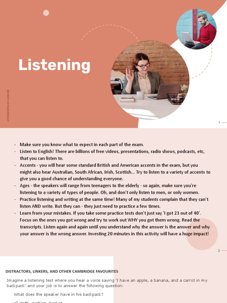Listening Key Points | PDF | The Great Gatsby | Accent (Sociolinguistics)