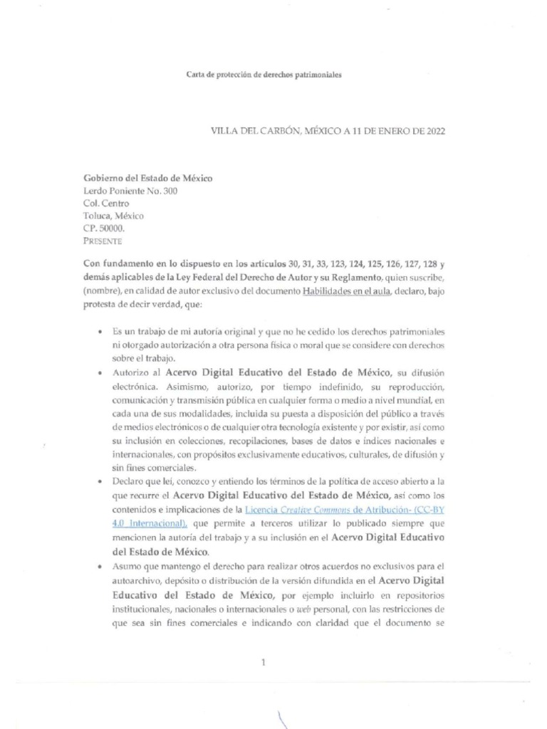 Carta de Protección Firmada y Escaneada | PDF