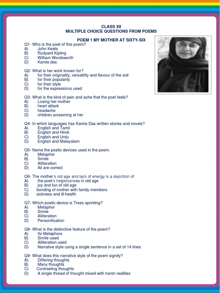 Poetry Revision Worksheet | PDF | Poetry