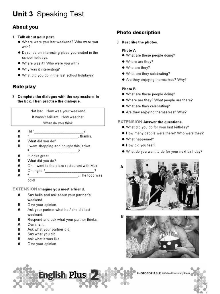 Unit 3 Speaking Test Pdf