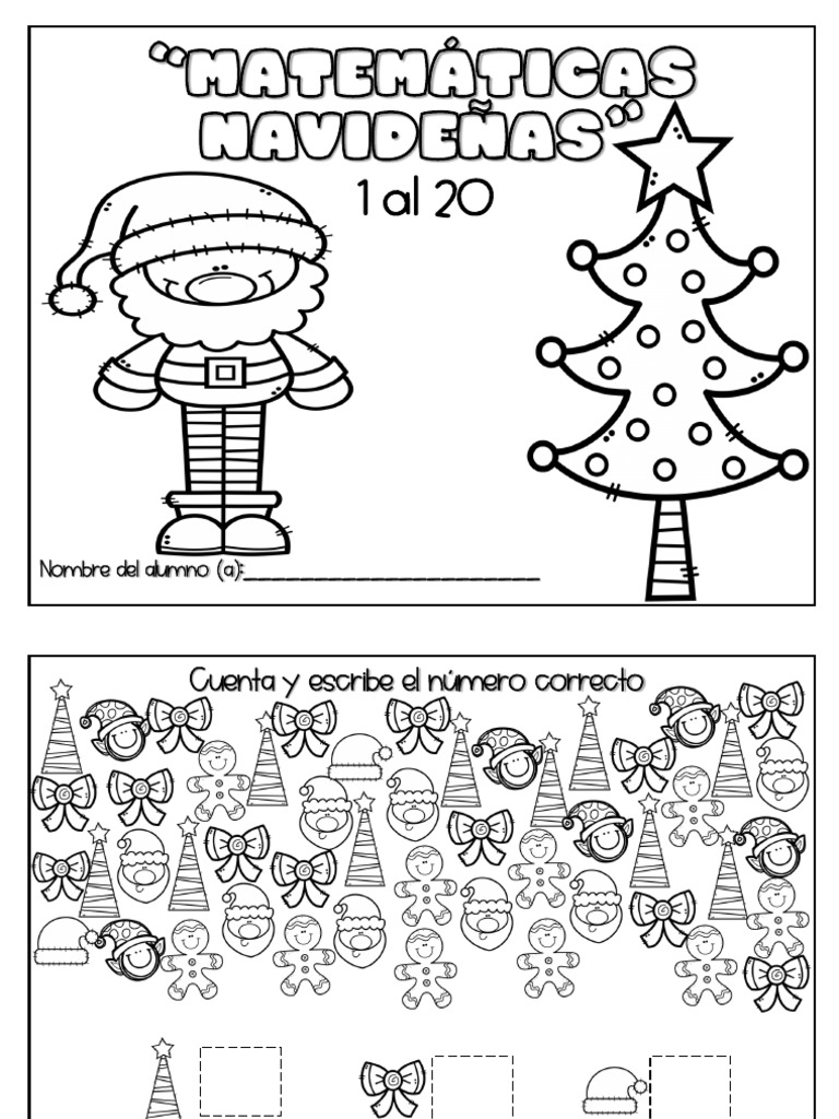 Actividades Matemáticas Navideñas 1-20 | PDF
