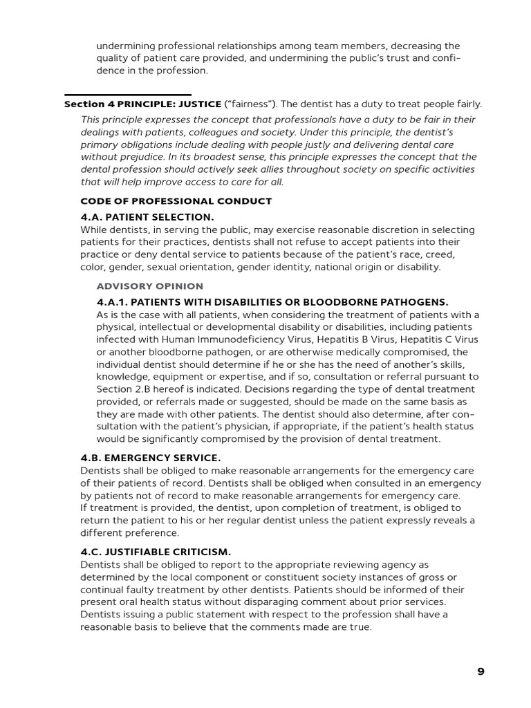 ADA Code of Ethics: Justice & Veracity | PDF | Dentistry | Dentist