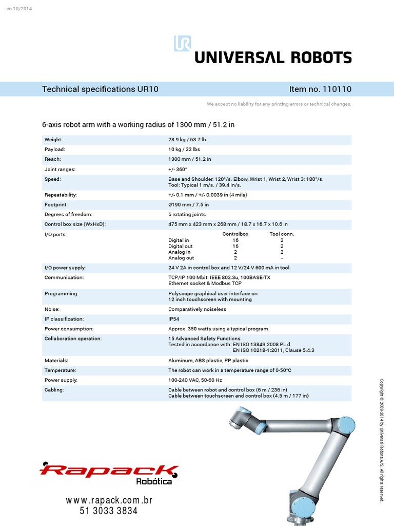 Ficha T+®cnica UR10 CB3 | PDF | Network Protocols | Electronics