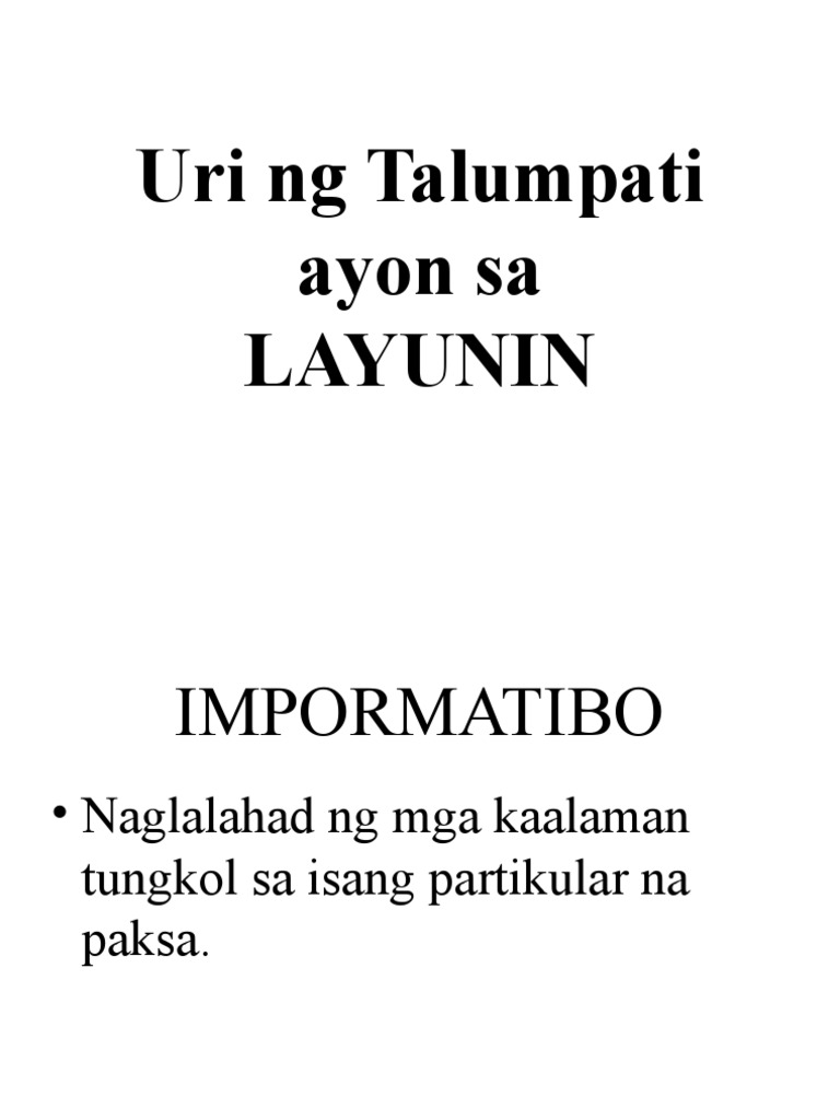 FPL-Uri NG Talumpati Ayon Sa Layunin | PDF