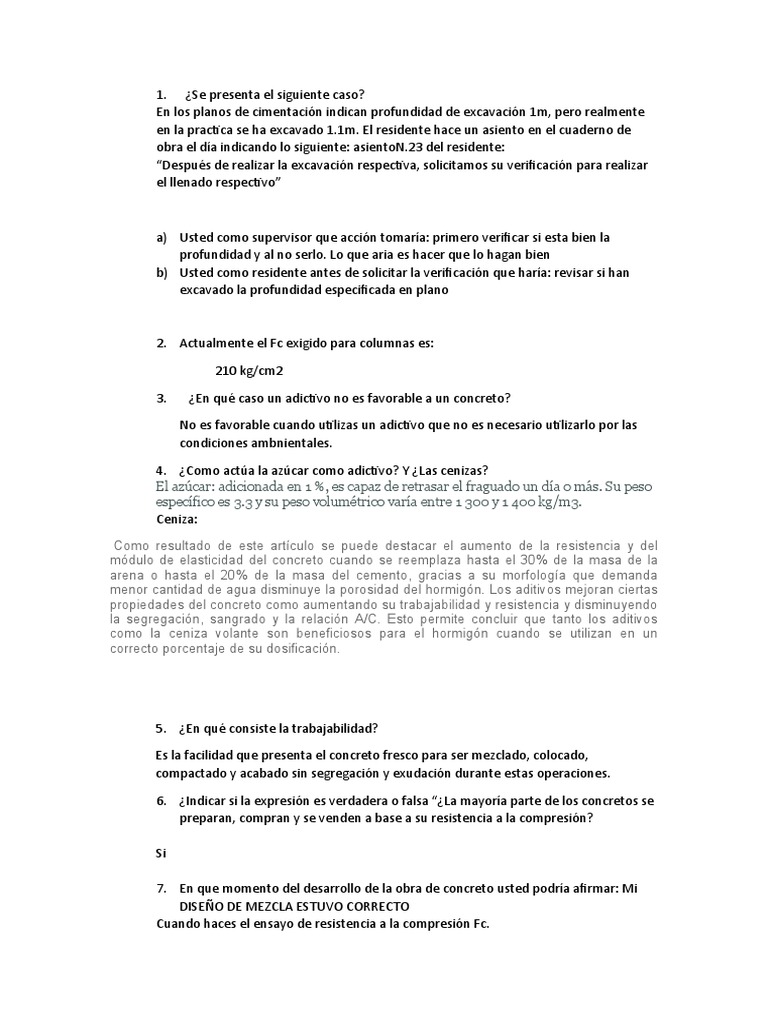 Preguntas para Final Concreto | PDF | Hormigón | Rendimiento (ingeniería)